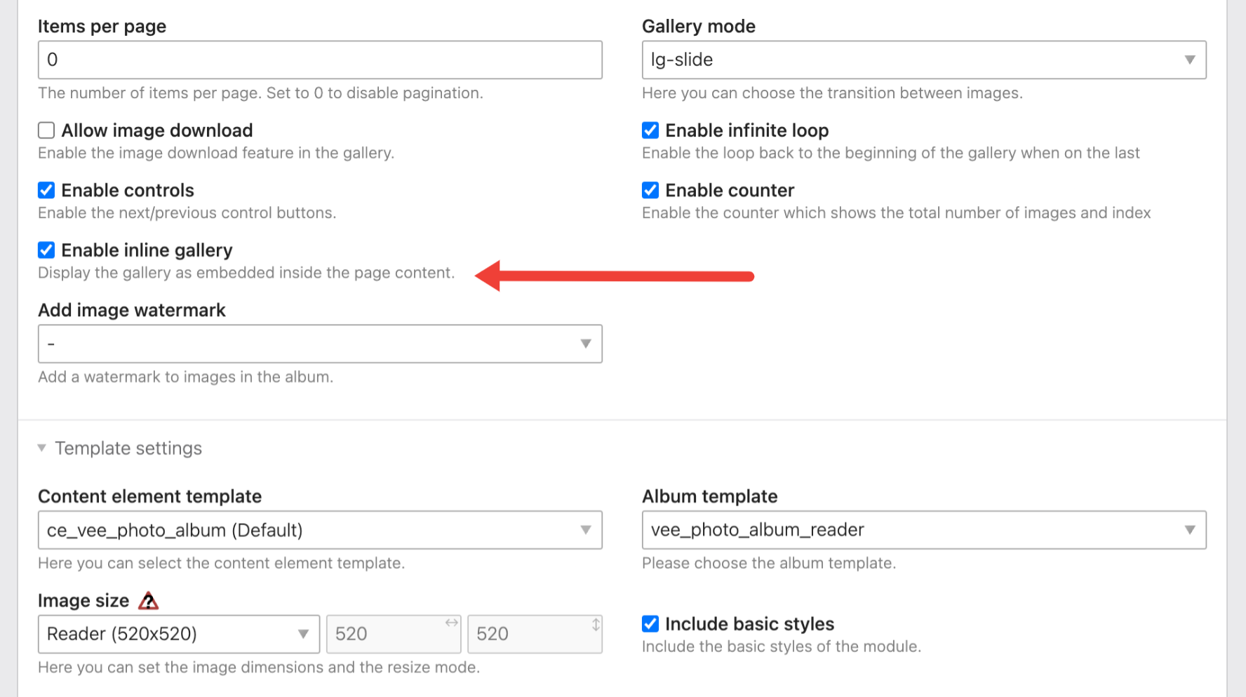 Inline gallery - Veello Docs